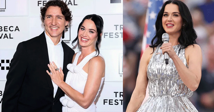 Katy Perry runs to Justin Trudeau after World Cup performance
